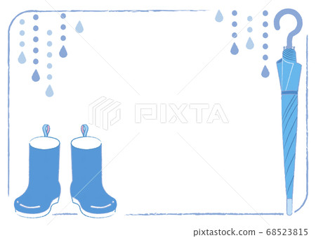 Umbrella, boots and rain decoration frame - Stock Illustration ...