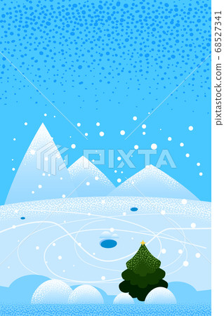 Winter landscape december month. Season banner... - Stock Illustration ...