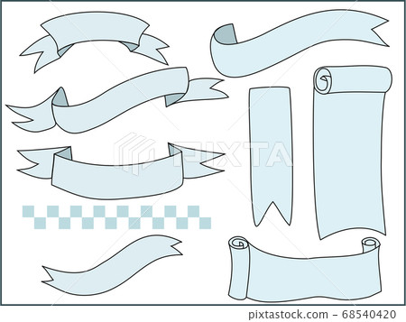 Ribbon line frame blue - Stock Illustration [68540420] - PIXTA