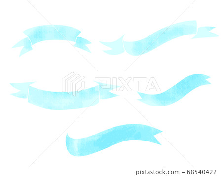 Hand-painted ribbon line frame blue - Stock Illustration [68540422] - PIXTA