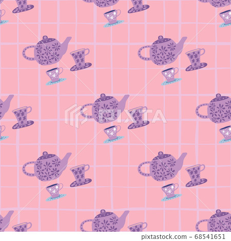 Pastel tender seamless pattern with tea time - Stock Illustration ...