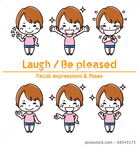 Facial expression and pose / Laughing /... - Stock Illustration ...