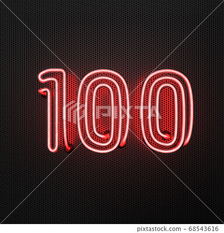 Glowing red neon number 100 celebration - Stock Illustration [68543616 ...