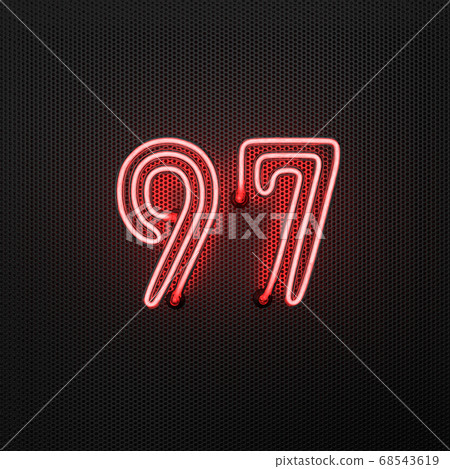 Glowing red neon number 97 celebration - Stock Illustration [68543619 ...