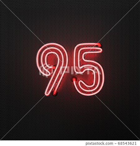Glowing red neon number 95 celebration - Stock Illustration [68543621 ...