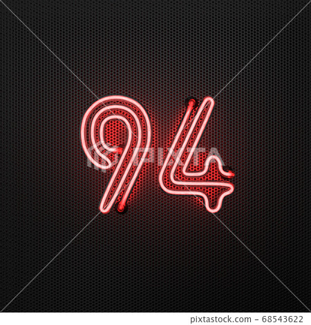 Glowing red neon number 94 celebration - Stock Illustration [68543622 ...