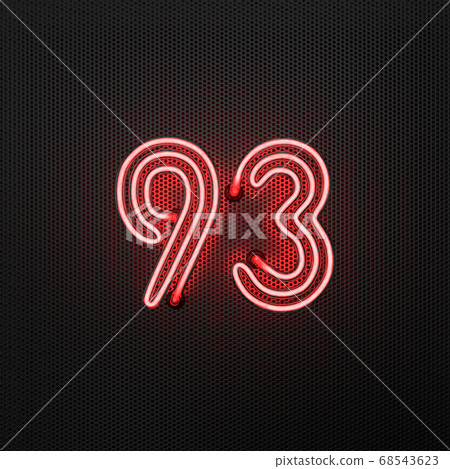 Glowing red neon number 93 celebration - Stock Illustration [68543623 ...