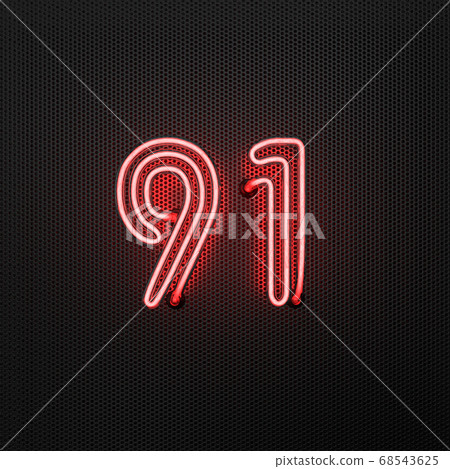 Glowing red neon number 91 celebration - Stock Illustration [68543625 ...