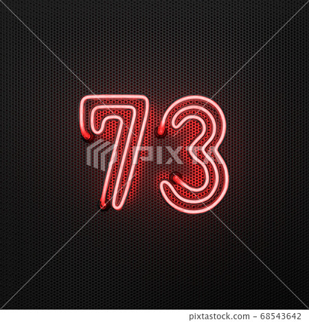 Glowing red neon number 73 celebration - Stock Illustration [68543642 ...