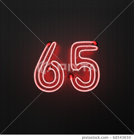 Glowing red neon number 65 celebration - Stock Illustration [68543650 ...