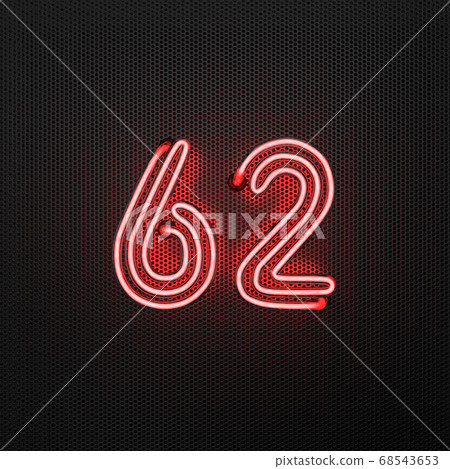 Glowing red neon number 62 celebration - Stock Illustration [68543653 ...