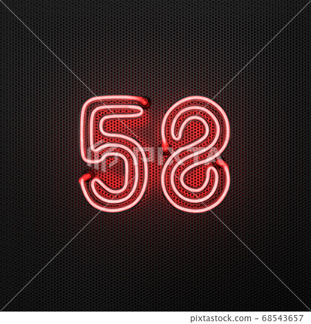 Glowing red neon number 58 celebration - Stock Illustration [68543657 ...