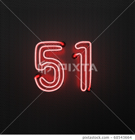 Glowing red neon number 51 celebration - Stock Illustration [68543664 ...