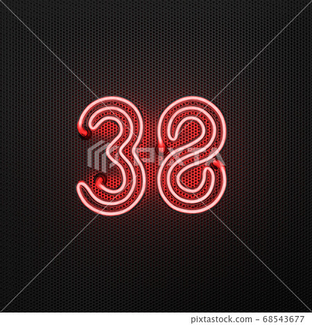 Glowing red neon number 38 celebration - Stock Illustration [68543677 ...