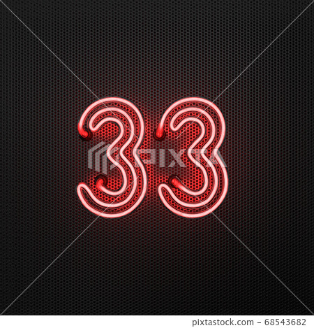 Glowing red neon number 33 celebration - Stock Illustration [68543682 ...