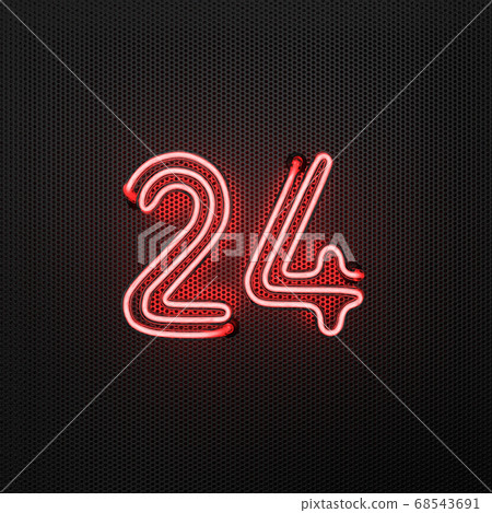 Glowing red neon number 24 celebration - Stock Illustration [68543691 ...