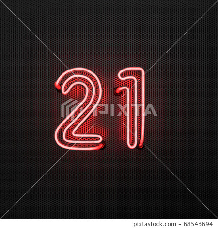 Glowing red neon number 21 celebration - Stock Illustration [68543694 ...