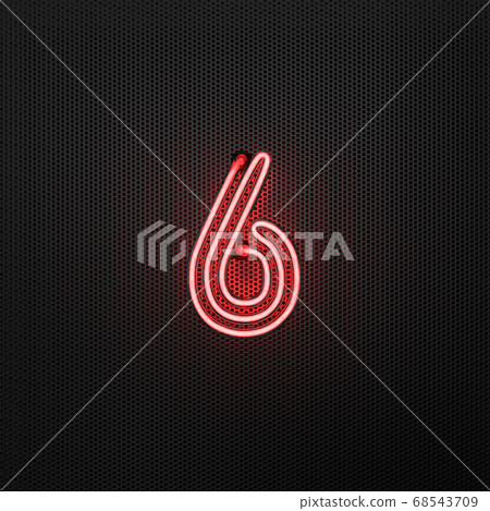 Glowing red neon number six years celebration - Stock Illustration ...