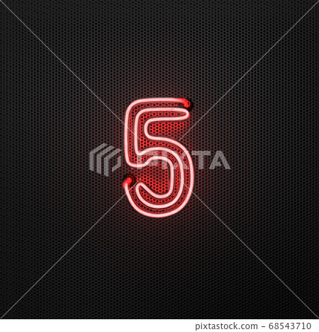 Glowing red neon number five years celebration - Stock Illustration ...