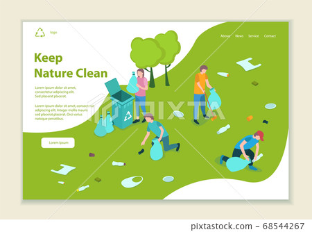 Concept of keep nature clean, website template - Stock Illustration ...