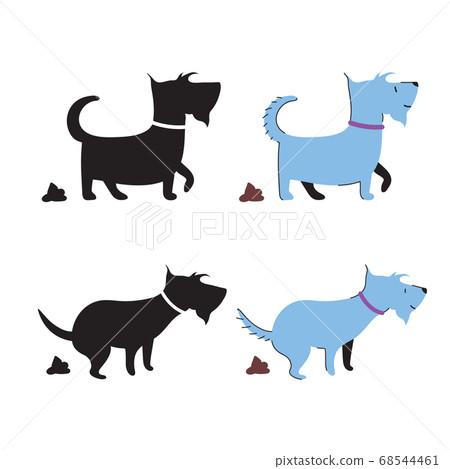 Set of dog pooping and its poo vector icons.... - Stock Illustration ...