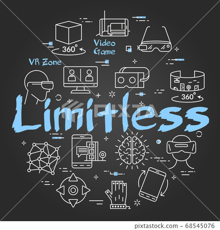 Vector virtual reality black concept with... - Stock Illustration ...