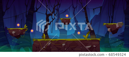 Game level background with platforms and items - Stock Illustration ...