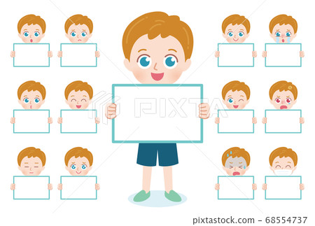 Boy upper body illustration with board - Stock Illustration [68554737 ...