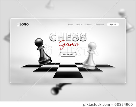 Realistic Chess Game Landing Page - Stock Illustration [68554960] - PIXTA