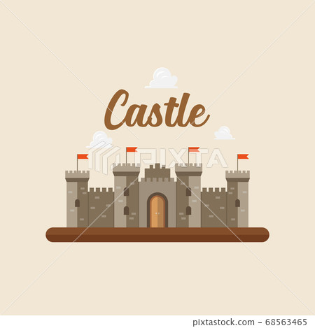 Castle in flat style design - Stock Illustration [68563465] - PIXTA