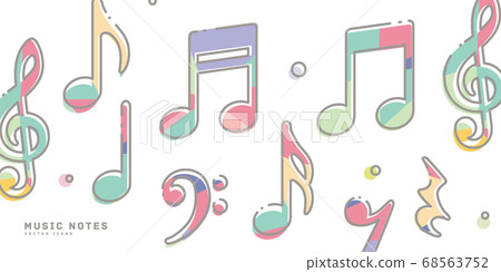 Fancy 80s Musical Note Vector Icon Set - Stock Illustration [68563752 ...