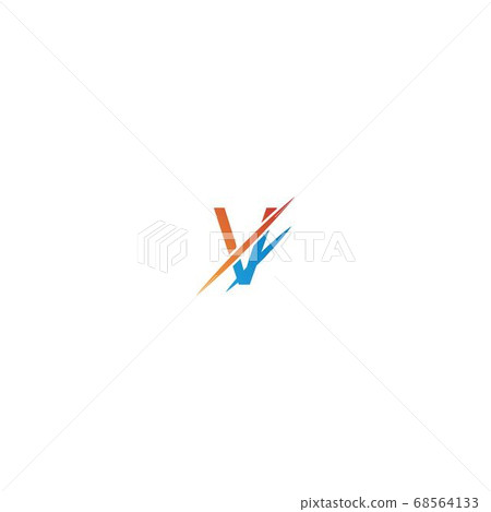 V Letter Slash Logo, Concept Letter V + icon slash-插圖素材 [68564133 ...