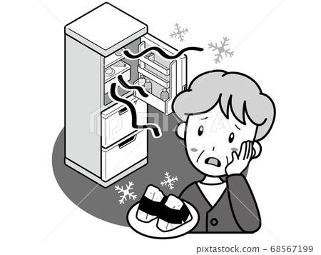 Granny in trouble because the refrigerator is... - Stock Illustration ...