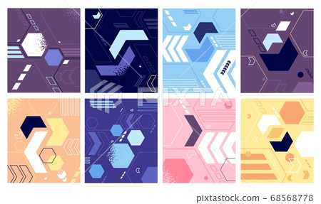 Bright geometric shapes design. Funky abstract... - Stock Illustration ...