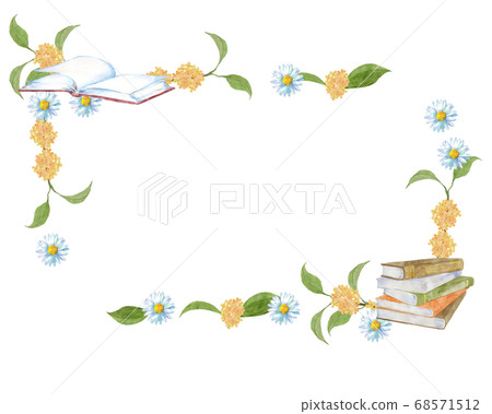 Book and flower frame - Stock Illustration [68571512] - PIXTA
