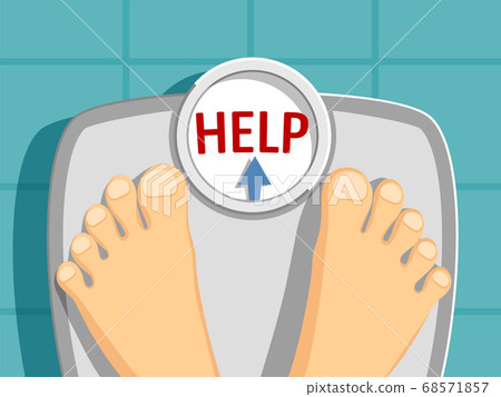 Human legs on the scales with the inscription help - Stock Illustration ...