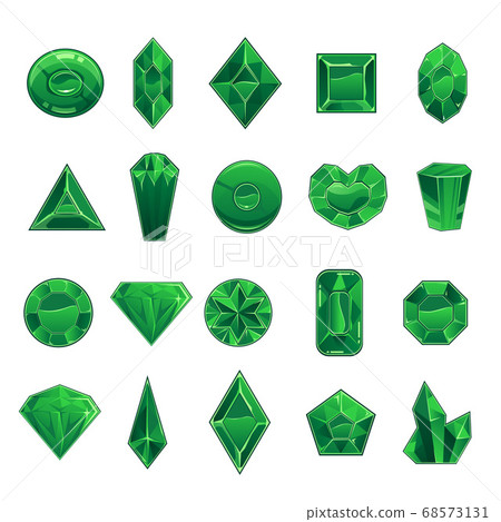 Cartoon green gemstones or emeralds vector... - Stock Illustration ...