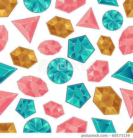 Cartoon diamonds or stones in seamless pattern,... - Stock Illustration ...