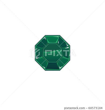 Green emerald gemstone in octagon shape... - Stock Illustration ...
