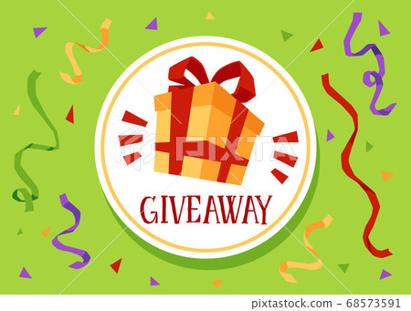 Giveaway card or banner template with gift box... - Stock Illustration ...