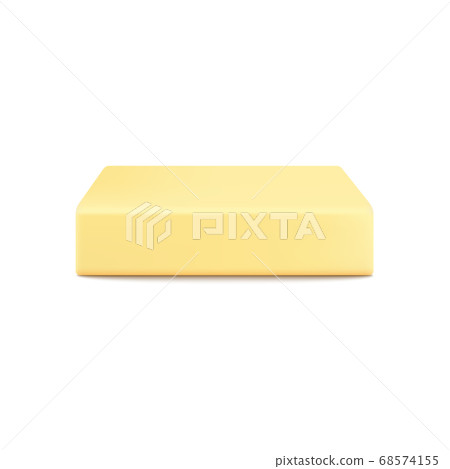 Realistic whole butter block isolated on white... - Stock Illustration ...