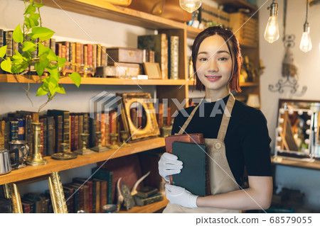 Antique book store antique shop clerk curator... - Stock Photo ...