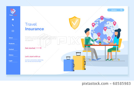 Travel Insurance, Client and Agent in Office Web - Stock Illustration ...