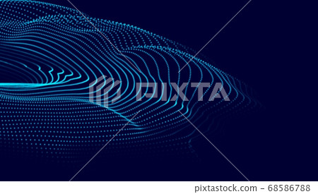 Wavy abstract object made of particles.... - Stock Illustration ...