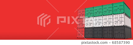 Cargo containers compose the flag of the UAE on... - Stock Illustration ...