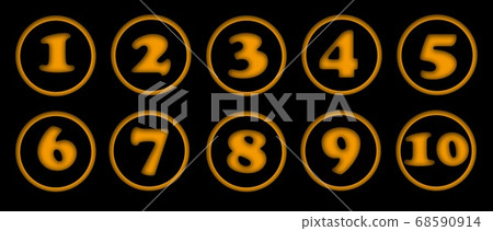 Illustration number 1-10 orange lighting style - Stock Illustration ...