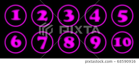 Illustration number 1-10 pink lighting style - Stock Illustration ...