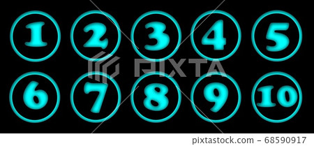 Illustration number 1-10 blue lighting style - Stock Illustration ...