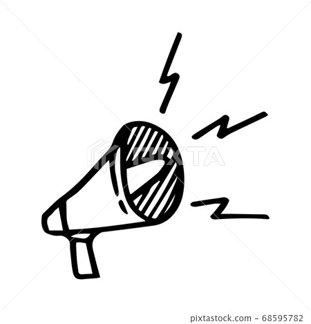 hand drawn vector doodle megaphone illustration. - Stock Illustration ...
