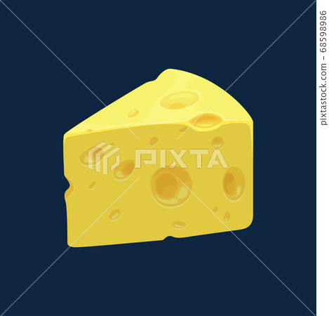 Piece of Swiss cheese, cut triangle isolated icon - Stock Illustration ...